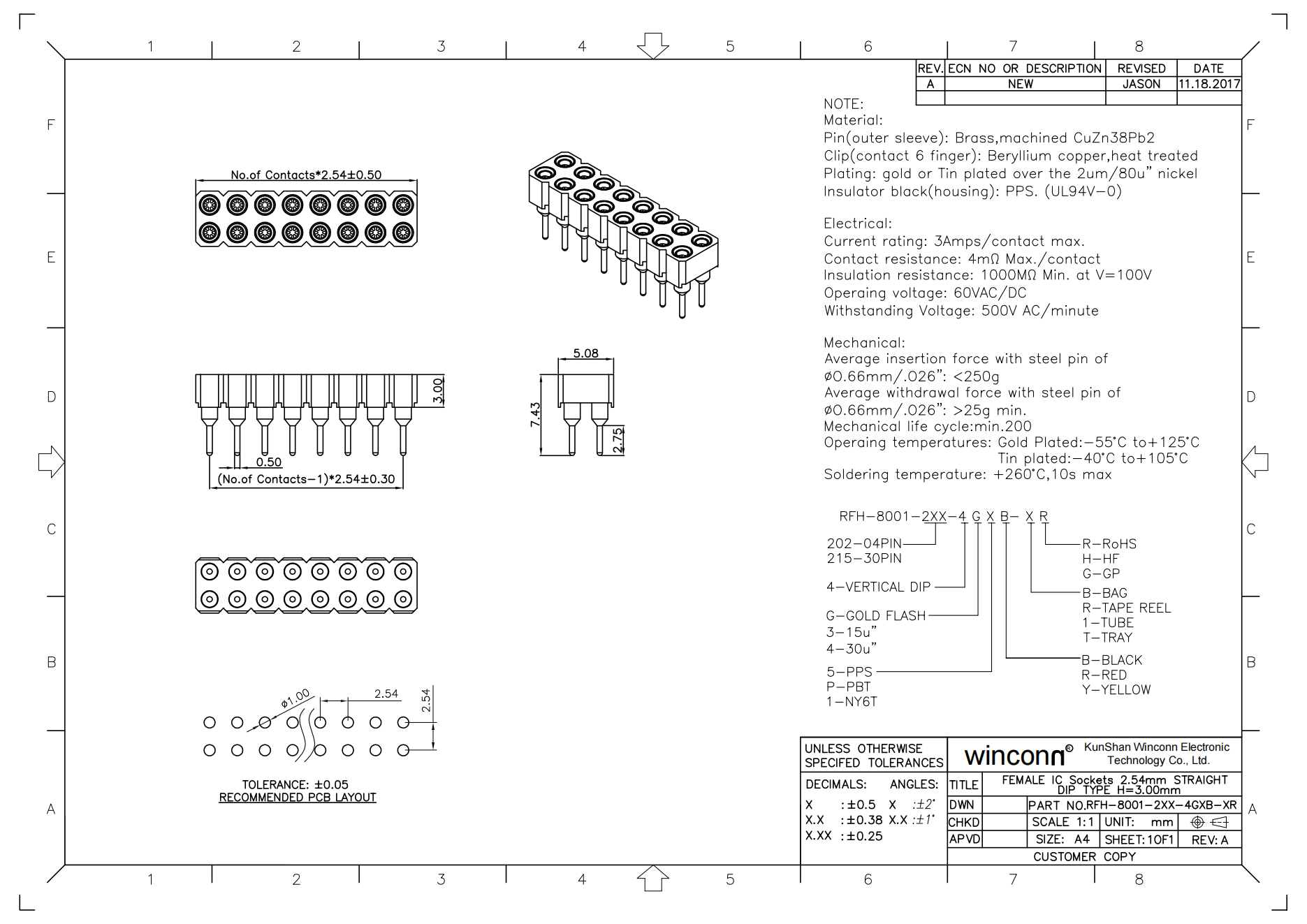 Female IC Socket 2.54mm Double Row Straight DIP Type H=3.00mm from ...