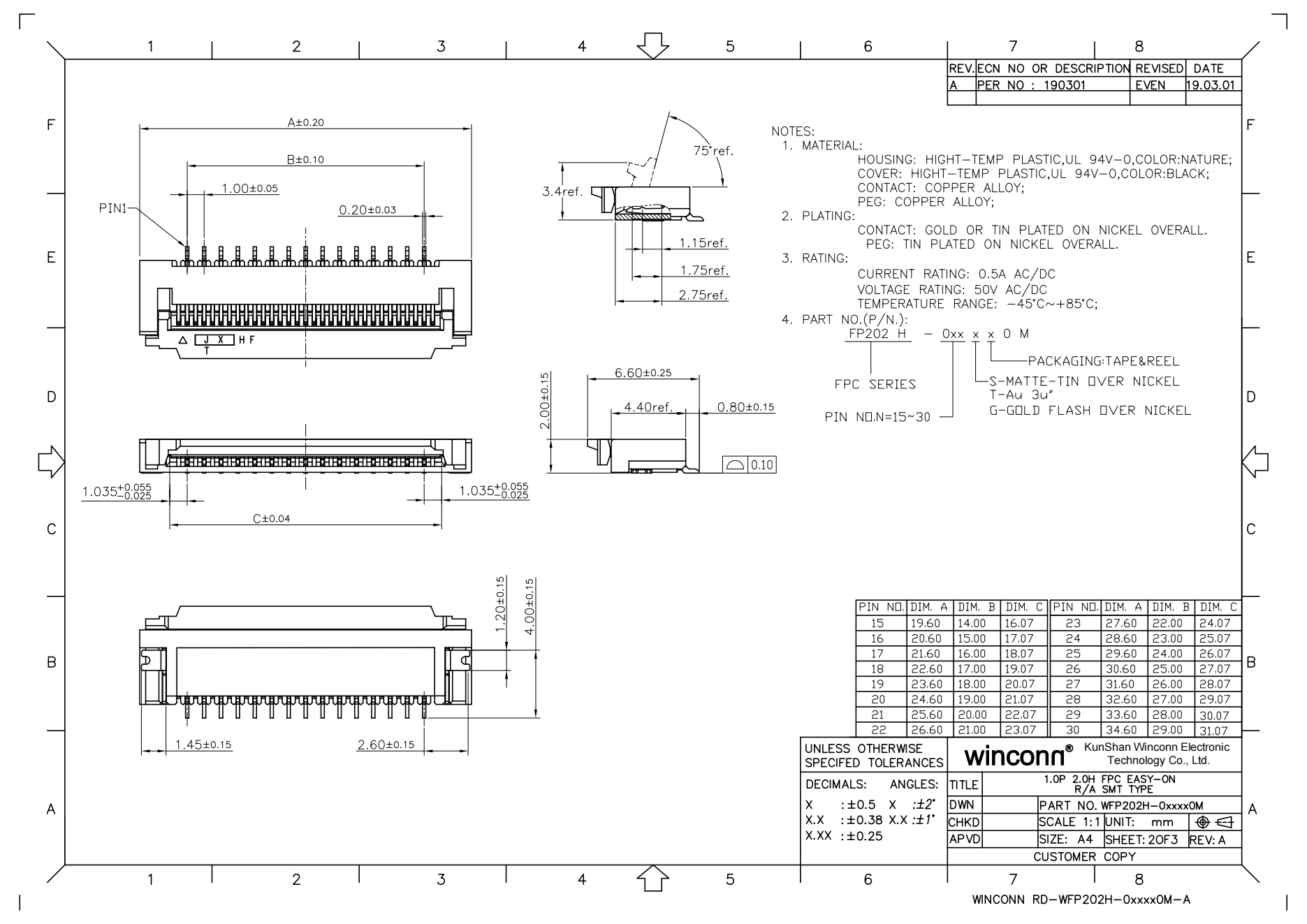 Right Angle SMT HIGH TEMPERATURE 0.019"(0.5mm) FFC connector from China ...